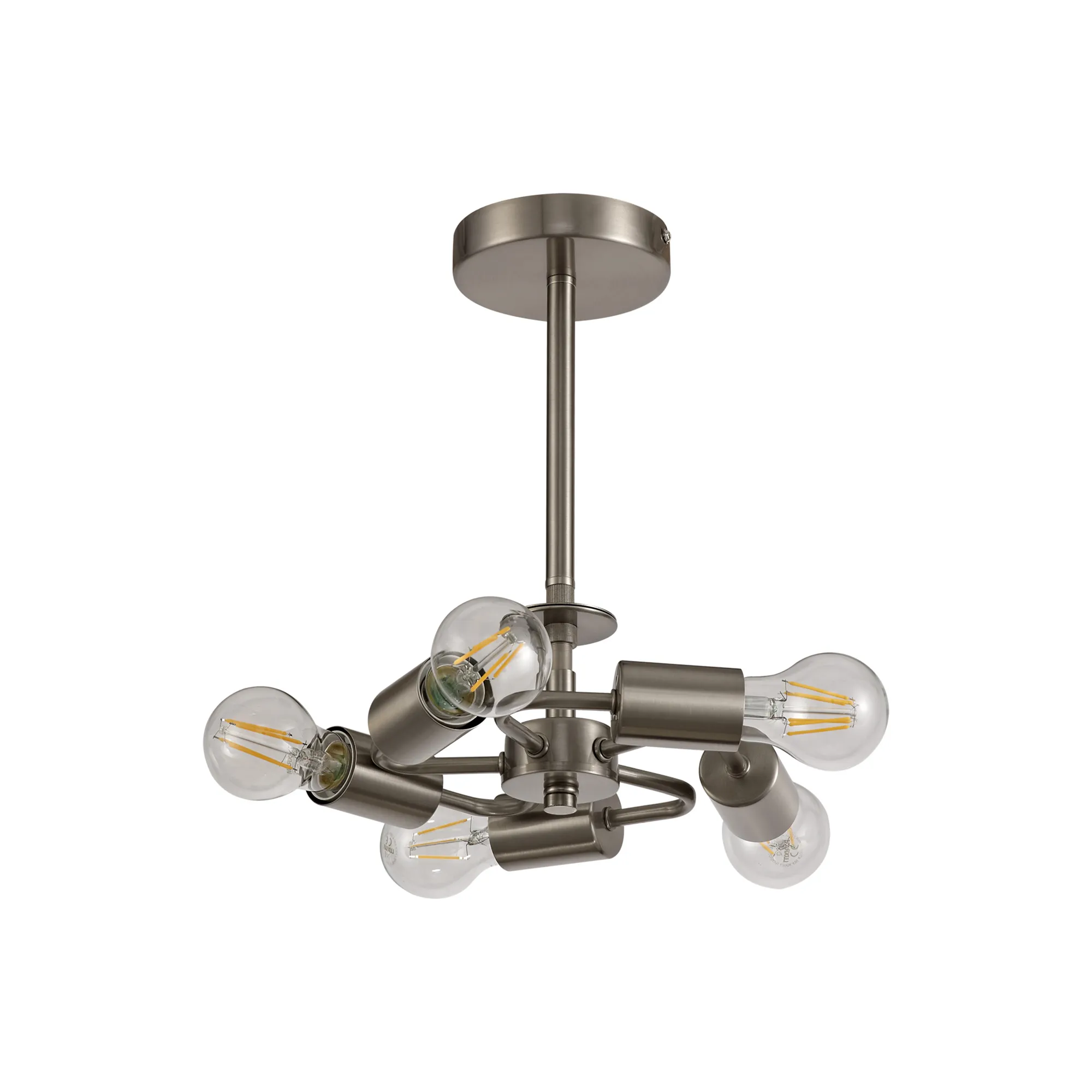 DK0753 Baymont SN NU Deco Baymont 45cm Semi Flush 5 Light Satin Nickel ...