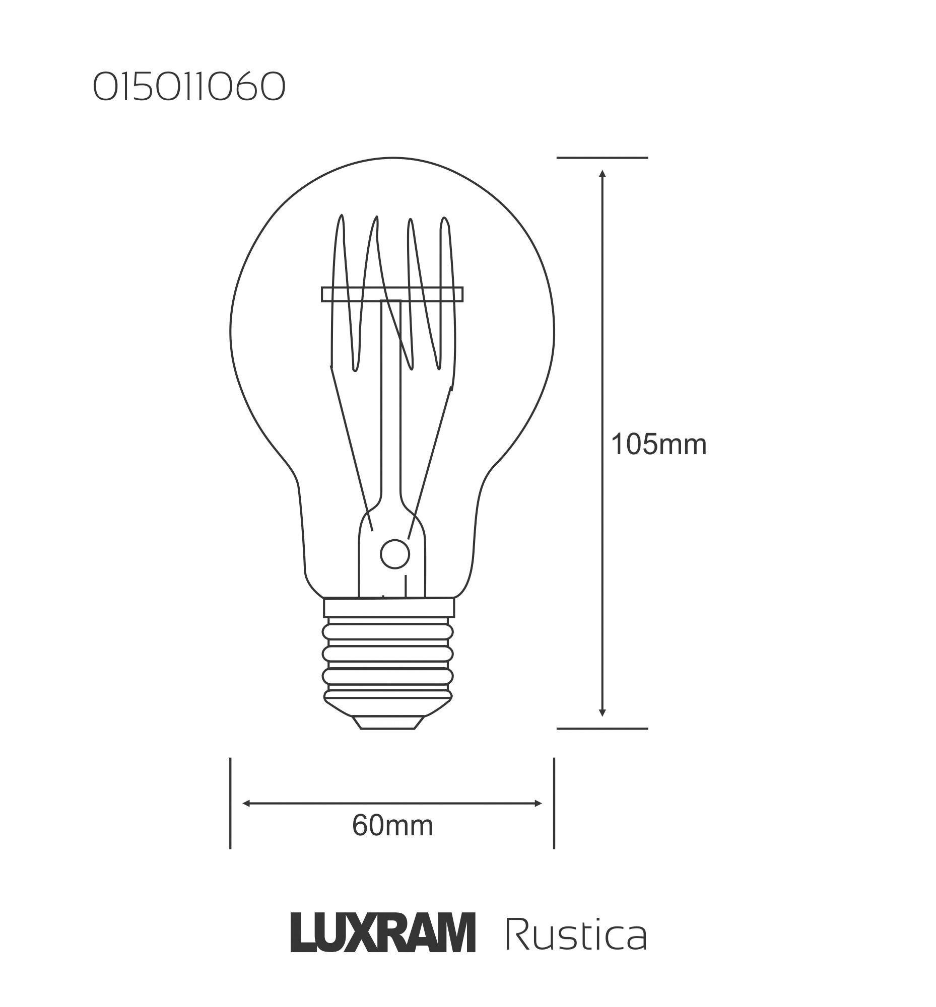 015011060 Rustica Luxram Rustica Dimmable GLS/W E27 Clear 60W - The ...