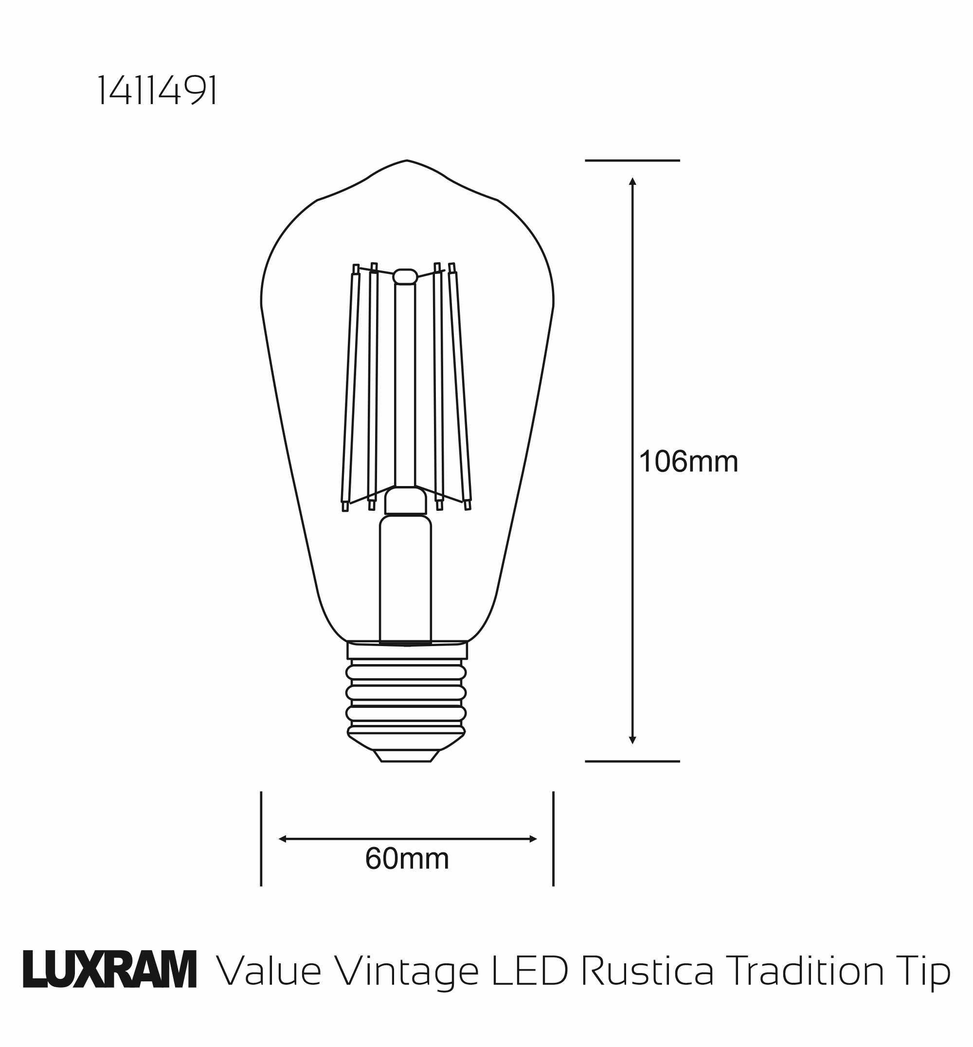 1411491 Value Classic Luxram Value Classic LED Rustica Tradition Tip ...