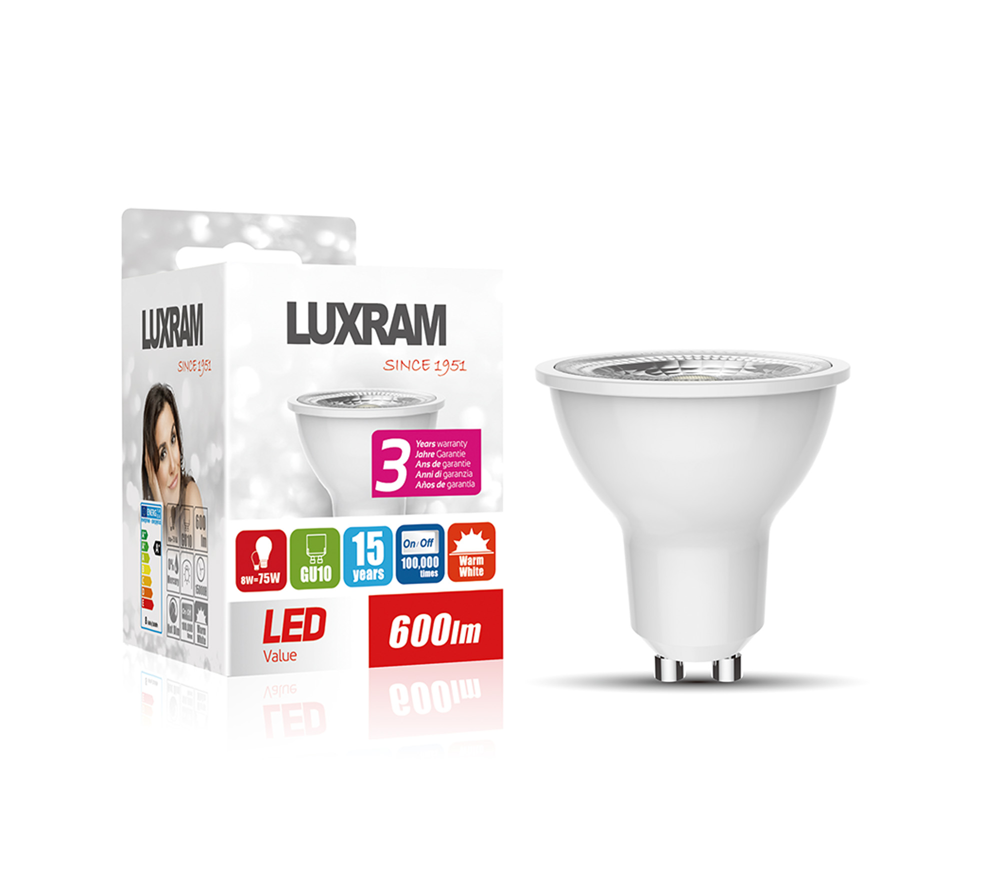 702130053 NF Value Luxram NF Value LED GU10 8W 3000K 600lm - The ...